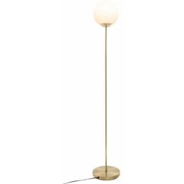 Atmosphera - Stehlampe mit rundem Lampenschirm, Metall, gold, 134 cm
