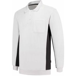 Sweatshirt Polokragen Bicolor Brusttasche WhiteDarkgrey Gr. M