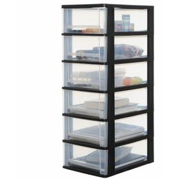 IRIS OHYAMA - Aufbewahrungsturm aus Kunststoff, 7-Liter-Büroschublade, 8 Schubladen, DDOCH-2008, transparent, ergonomischer Griff – B35,5 x T26 x