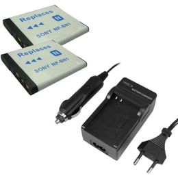 TRADESHOP Trade-shop - set-angebot: 2x Kamera Li-Ion Akku + Akku Ladegerät mit kfz Adapter für Sony Cybershot DSC-W630 DSC-W650 DSC-W670 DSC-W690 DSC-WX50