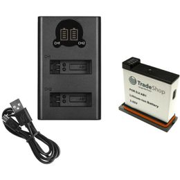 TRADESHOP 2in1 Set: Akku 1350mAh + USB Doppel-LCD Ladegerät Schnell-Ladestation für DJI Osmo CP.OS.00000020.01 Action Kamera ersetzt DJI 188480, AB1, P01, PT1