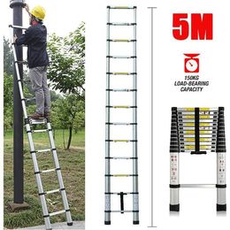 Teleskopleiter aus Aluminium, Dachbodenleiter Tragbare Leiter 16.5FT Verstellbare Leiter Telescoping Attic Ladder Max. Belastung 150kg/330lbs,5M
