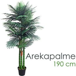 Decovego Künstliche Palme groß Kunstpalme Kunstpflanze Palme künstlich wie echt Plastikpflanze Arekapalme 190 cm hoch Balkon Deko Fake Zimmerpflanzen XXL