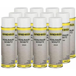Brehma - 12x Hohlraumschutz Hohlraumversiegelung Spray 500ml Wachs braun
