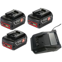 3X 18V 5,0Ah Akku + Ladegerät für Bosch Professional gba gsr gbh gdr gsb gws gal 18 Volt 5000 mAh Ersatzakku für Bosch BAT609 BAT609G BAT618 17618