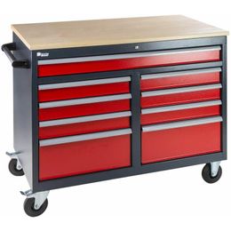 Dema - Mobile Werkbank Daniel 112x61x93cm 9 Schubladen Werkzeugwagen Werktisch leer