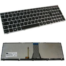 TRADESHOP Original qwertz Tastatur Deutsch mit Beleuchtung / Silber für Lenovo 25214798 25215270 35013357 35017881 35017887 35032732 35041683 252141811