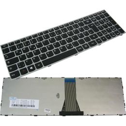 TRADESHOP Trade-shop - Original qwertz Tastatur Deutsch mit silbernem Rahmen für Lenovo Ideapad 300 500 25214546 25214657 25214728 25214728 25214731 25214738