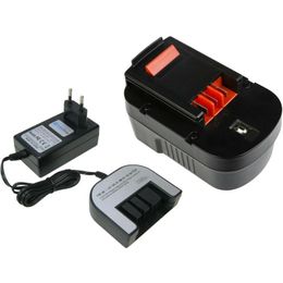 TRADESHOP 2in1 Set: Ni-MH Akku 14,4V / 3300mAh + Ladegerät inkl. Netzteil für Black & Decker PS142 PS142K PS142KB PS14K2 PF146 PF148 RD1440K RD1441K