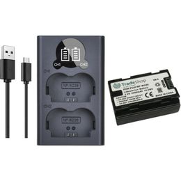 TRADESHOP Set-Angebot 2-fach Ladegerät mit Micro-USB Kabel + Li-Ion Akku 7,2V 2300mAh für Fujifilm FinePix XT4 X-T4 ersetzt Fuji NP-W235