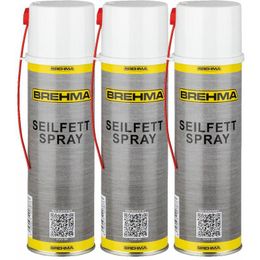 Brehma - 3x Seilfett Spray 500ml Fettspray Sprühfett Kettenfett