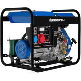 EBERTH - 5000 Watt Notstromaggregat Diesel, Stromerzeuger Stromaggregat mit 10 ps Dieselmotor, 4-Takt, E-Starter, 3-Phasen, 1x 400V, 1x 230V, 1x 12V,