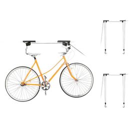 Relaxdays - 3 x Fahrradlift im Set, mit Seilzug, universal Fahrradhalterung, zur Deckenmontage, für 3 Fahrräder