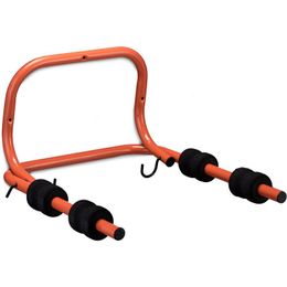 Relaxdays - Fahrrad Wandhalterung, 2 Räder, bis 30kg, klappbar, hbt 28 x 47,5 x 51 cm, Fahrradaufhängung Wand, rot/schwarz