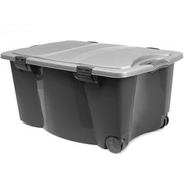 Deuba - Aufbewahrungsbox mit Deckel xxl Kunststoffbox Allzweckbox Spielzeugkiste Rollbox schwarz