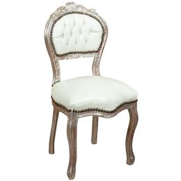 Biscottini - Louis xvi Holzstühle 90x45x42 cm Antiker silberner Stuhl Gepolsterter Stuhl Französischer Stil Gepolsterter Schlafzimmersessel - weiß