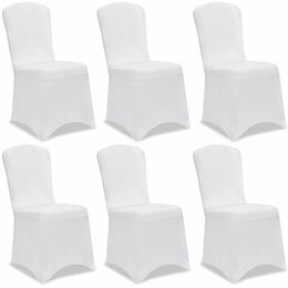 Deuba 6 x Stuhlhussen Stretch Stuhlbezug Stuhlüberzug Stuhl Bezug Hochzeit Hussen Set weiß