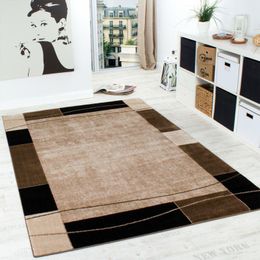 Designer Teppich Wohnzimmer Teppich Modern Bordüre in Braun Beige Preishammer 240x340 cm - Paco Home