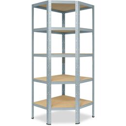 shelfplaza Home 180x90x60cm Eckregal Schwerlast verzinkt / Metall Eckregal stehend mit 5 Böden / Corner Shelf 175kg Tragkraft Schwerlastregal Ecke / Steckregal