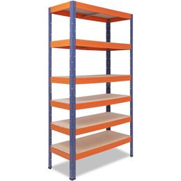 shelfplaza Profi 180x70x40cm Schwerlastregal blau-orange / Metallregal 6 Böden mit je 166kg Tragkraft als Kellerregal, Garagenregal, Werkstattregal & Regal