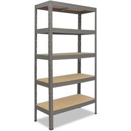 shelfplaza - profi 200x120x45cm Schwerlastregal grau / Metallregal 5 Böden mit je 200kg Tragkraft als Kellerregal, Garagenregal, Werkstattregal &