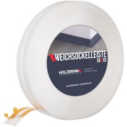 HOLZBRINK - Weichsockelleiste selbstklebend, Weiß, Knickleiste aus pvc, 18x18mm, 15 Meter - Weiß