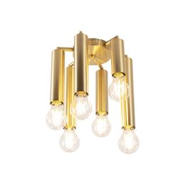 Qazqa - Art Deco Deckenleuchte Gold 6-flammig -Tubi - Gold/Messing