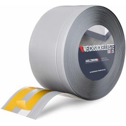 HOLZBRINK - Weichsockelleiste selbstklebend Grau Knickleiste, Material: pvc, 100x25mm, 15 Meter - Grau