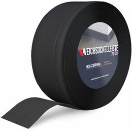 HOLZBRINK - Weichsockelleiste Schwarz Knickleiste ohne Klebestreifen, Material: pvc, 70x20mm, 15 Meter - Schwarz