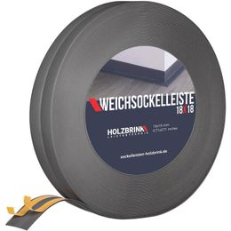 HOLZBRINK - Weichsockelleiste selbstklebend, Dunkelgrau, Knickleiste aus pvc, 18x18mm, 15 Meter - Dunkelgrau