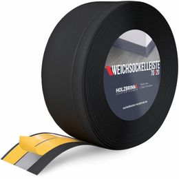 HOLZBRINK Weichsockelleiste selbstklebend Schwarz Knickleiste, Material: PVC, 70x20mm, 15 Meter - Schwarz