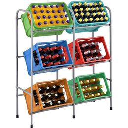 Juskys - Getränkekistenregal Cool – Kistenregal für bis zu 6 Kisten je 17 kg – Getränkeständer platzsparend aus Metall – Getränkeregal 96 × 34 × 116