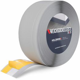 HOLZBRINK - Weichsockelleiste selbstklebend Grau Knickleiste, Material: pvc, 70x20mm, 15 Meter - Grau