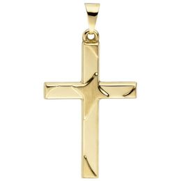 Jobo Kreuzanhänger Anhänger Kreuz, 375 Gold, gelb|goldfarben
