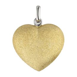 Jobo Herzanhänger Anhänger Herz, 925 Silber bicolor vergoldet, goldfarben|silberfarben