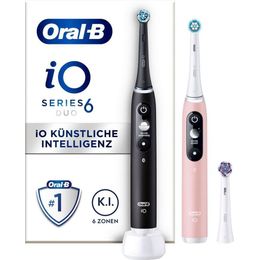 Oral-B Elektrische Zahnbürste iO 6 Duopack, Aufsteckbürsten: 3 St., mit Magnet-Technologie, Display, 5 Putzmodi, schwarz