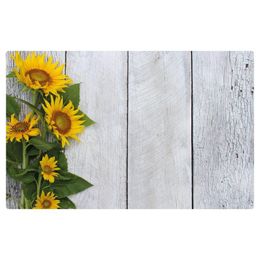 matches21 HOME & HOBBY Platzset, Tischset Sonnenblumen Strauß Holz Tischunterlage Tischdeko