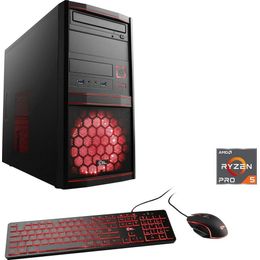 CSL Sprint V28152 Gaming-PC (AMD Ryzen 5 PRO 4650G, AMD Radeon Graphics, 16 GB RAM, 1000 GB SSD, Luftkühlung), rot