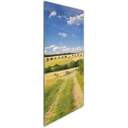 Wallario Wandgarderobe Feldlandschaft unter blauem Himmel (1-teilig