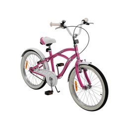 Actionbikes Motors Actionbikes Kinderfahrrad Cruiser 20 Zoll, Rosa/T&uuml;rkis, verstellbar, Seitenst&auml;nder, V-Brake-Bremsen (Rosa)