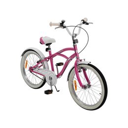 Actionbikes Motors Actionbikes Kinderfahrrad Cruiser 20 Zoll, Rosa/Türkis, verstellbar, Seitenständer, V-Brake-Bremsen (Rosa)