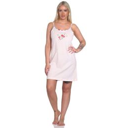 Normann Nachthemd Süsses Damen Spaghetti-Träger Nachthemd mit Erdbeeren als Motiv