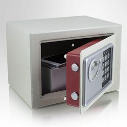 BITUXX - Mini Tresor Zahlenschloss elektronisch Minisafe Wandtresor Wandsafe Grau Safe Maße(B/H/T): 230mm x 170mm x 170mm Türstärke: 3 mm - Hellgrau