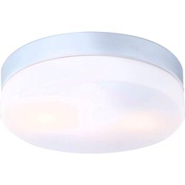 Globo LED Deckenlampe fürs Bad, Alu silber mit Abdeckung opalweiß, Ø 24cm