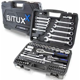 BITUXX 82 tlg Knarrenkasten Ratschenschlüssel Werkzeugkoffer Werkzeugkiste bestückt - Schwarz