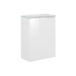 Fackelmann KARA SBC Gäste-WC Set 2 Teile – Waschtischunterschrank in Weiß mit Glasfront Weiß mit Waschbecken aus Glas in Weiß –