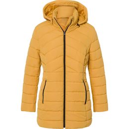 Damen Steppjacke mit abnehmbarer Kapuze ocker, Größe 38