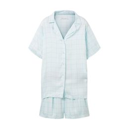 Tom Tailor Damen Kurz-Pyjama mit Karomuster, blau, Karomuster, Gr. S/36