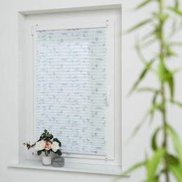 Liedeco Plissee &raquo;Bl&auml;tter grau&laquo; Lichtschutz ohne Bohren verspannt grau/wei&szlig; + wei&szlig; Obermaterial: 95% Polyester, 5% sonstige Fasern 130 cm