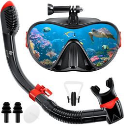 Kesser® Schnorchelset Profi Taucherbrille Schnorchelmaske Tauchset Erwachsene Tauchmaske - Inkl. Action-Cam Halterung - Antibeschlag und Anti-Leck für Freitauchen und Schnorcheln Set Taucherbrille